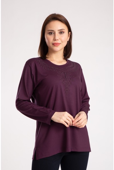 Mutlu City Yeni Sezon Kadın Orta Yaş ve Üzeri Likralı Rahat Kalıp Anne Penye Bluz (Yaka Deseni Farklılık Gösterebilir) 290 Mutlu City Yeni Sezon Kadın Orta Yaş ve Üzeri Likralı Rahat Kalıp Anne Penye Bluz (Yaka Deseni Farklılık Gösterebilir) 290