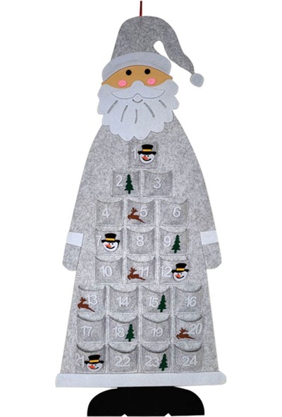 Noel Keçe Advent Takvim Duvar Asılı Santa Advent Takvim / Cep Gri Noel Keçe Advent Takvim Duvar Asılı Santa Advent Takvim / Cep Gri