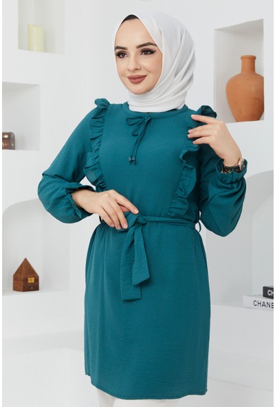 İmaj Butik Ön Fırfır Detaylı Kuşaklı Tesettür Tunik/zümrüt İmaj Butik Ön Fırfır Detaylı Kuşaklı Tesettür Tunik/zümrüt