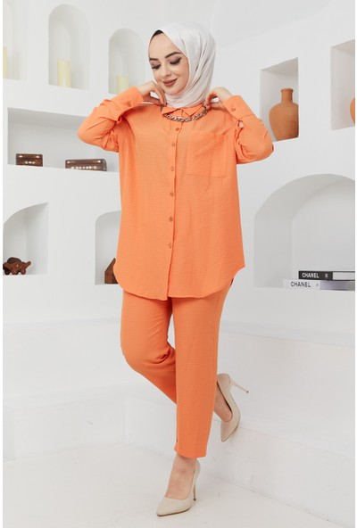 İmaj Butik Zincir Detaylı Tesettür Takım/turuncu