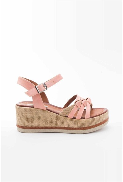 Emily Pembe Hasır Tabanlı Sandalet Emily Pembe Hasır Tabanlı Sandalet