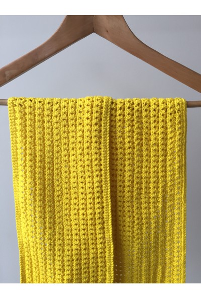 El Örgüsü Sarı Koton Akrilik Atkı