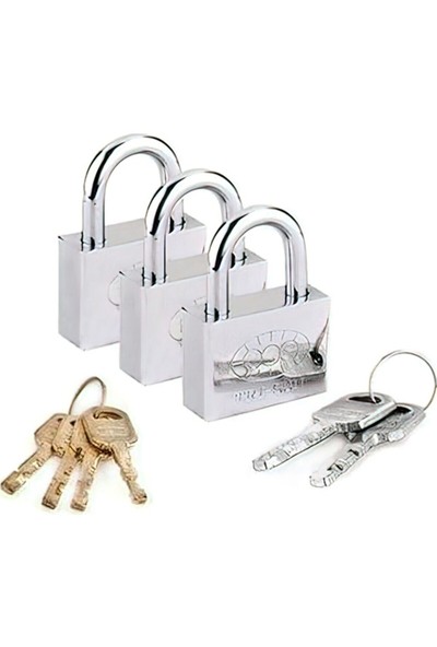 Beren Boutiqat Tek Anahtarla Açılan Paslanmaz Çelik Asma Kilit 3 Adet