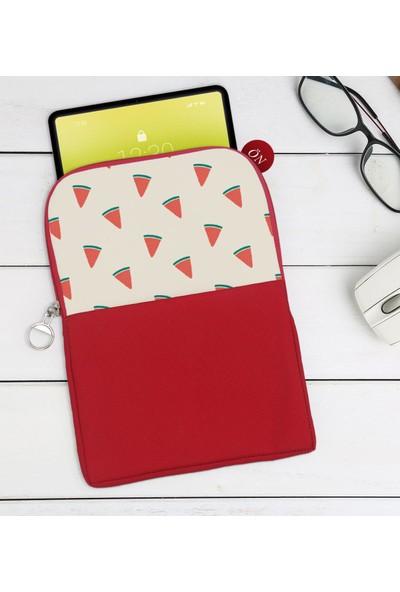 Bk Gift Karpuz Tasarımlı Taşınabilir Koruyucu Tablet Kılıfı & Organizer Çanta - Kırmızı-1