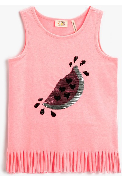 Koton Meyve Işlemeli Pullu Payetli Püsküllü Atlet