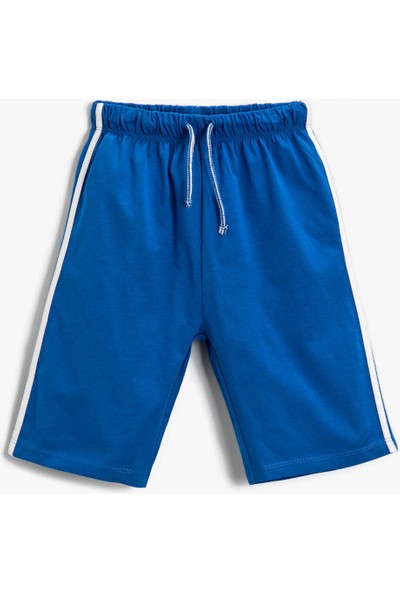 Koton Erkek Çocuk Basic Çizgili Şort Pamuklu Beli Bağcıklı