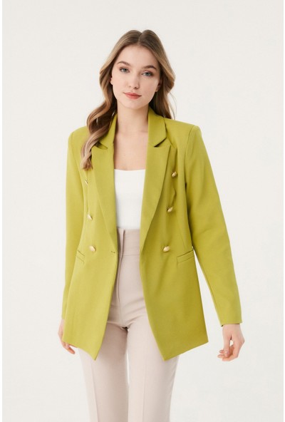 FullaModa Cep Detaylı Kruvaze Blazer Ceket