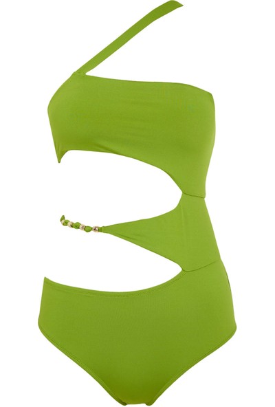 Fall In Love Regular Fit Tek Omuzlu Aksesuar Detayı Esnek Dokulu MAYO W9359AZ22SM