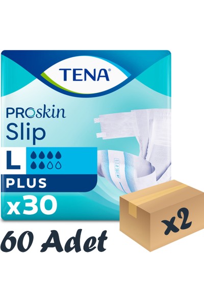 Tena Proskin Slip Plus Bel Bantlı Hasta Bezi, Büyük Boy (L), 6 Damla, 30'Lu 2 Paket 60 Adet Tena Proskin Slip Plus Bel Bantlı Hasta Bezi, Büyük Boy (L), 6 Damla, 30'Lu 2 Paket 60 Adet