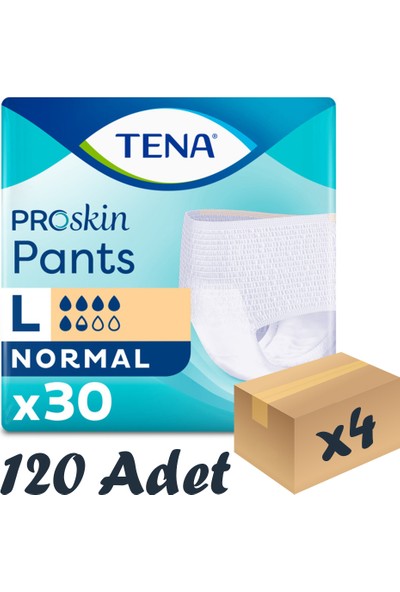 Tena Proskin Pants Normal Emici Külot, Büyük Boy (L), 5.5 Damla, 30'Lu 4 Paket 120 Adet Tena Proskin Pants Normal Emici Külot, Büyük Boy (L), 5.5 Damla, 30'Lu 4 Paket 120 Adet