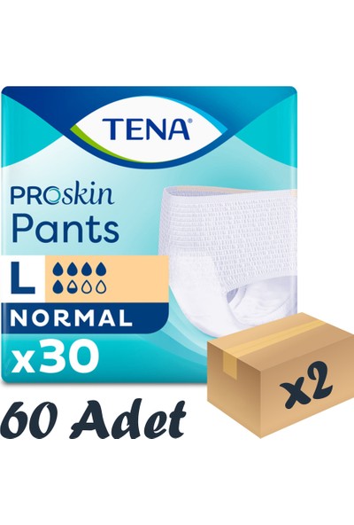 Tena Proskin Pants Normal Emici Külot, Büyük Boy (L), 5.5 Damla, 30'Lu 2 Paket 60 Adet Tena Proskin Pants Normal Emici Külot, Büyük Boy (L), 5.5 Damla, 30'Lu 2 Paket 60 Adet