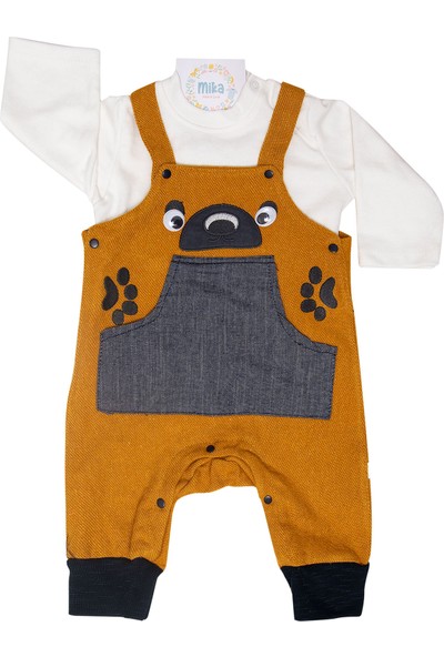 Belirtilmemiş Göz Figürlü Köpek Desenli Hardal Ekose Erkek Bebek Kışlık Salopet Belirtilmemiş Göz Figürlü Köpek Desenli Hardal Ekose Erkek Bebek Kışlık Salopet