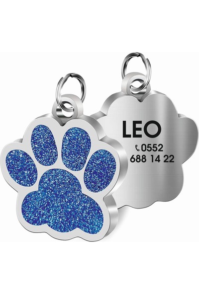 Patimio Isimli Simli Çelik Kedi Köpek Künyesi Mavi 2 S Mavi Patimio Isimli Simli Çelik Kedi Köpek Künyesi Mavi 2 S Mavi