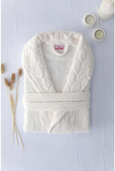 Favora Nurpak Hazal Pamuklu Tekli Bornoz - Ekru Favora Nurpak Hazal Pamuklu Tekli Bornoz - Ekru