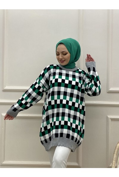 Karzen Renkli Triko Kazak Gri Karzen Renkli Triko Kazak Gri