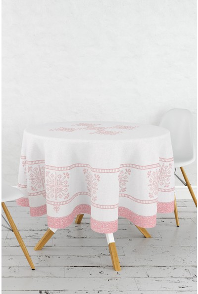 Favora Özel Tasarım Dijital Baskılı Yuvarlak Masa Örtüsü 150 cm - Pudra