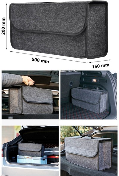AsTradeHome Oto Bagaj Çantası Keçe Bagaj Düzenleyici Organizer Toparlayıcı Bagaj Organizeri