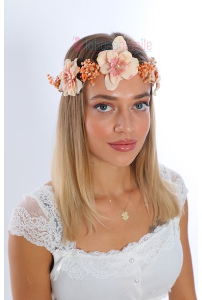 LH1135 Somon Çiçekli Lohusa Tacı