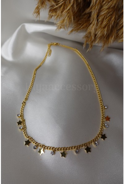 Hiya Accessory Yıldızlı Zirkon Taşlı Çelik Kolye 45-50CM Hiya Accessory Yıldızlı Zirkon Taşlı Çelik Kolye 45-50CM