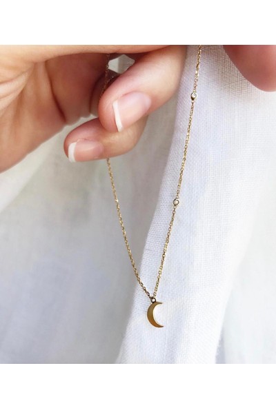 Diamon House Taşlı Ay Kolye