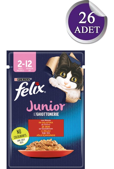 Purina Felix Junior Sığır Etli 26 x 85 gr