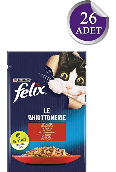 Purina Felix Yetişkin Sığır Etli Yaş Mama 26 x 85 gr