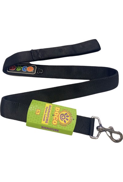 Doco Signature Büyük Irk Köpek Gezdirme Kayışı 3,8 cm x 120 cm Black Xl