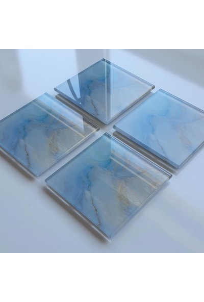 Decorita Cam Bardak Altlığı 4'lü Takım Supreme Mermer 10 x 10 cm