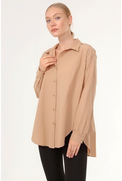 Hergün Moda Kadın Coton Gömlek Camel Hergün Moda Kadın Coton Gömlek Camel