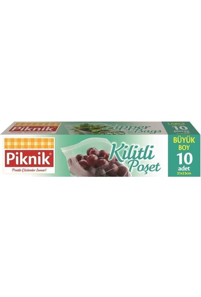 Piknik Kilitli Poşet Büyük Boy 10'lu Piknik Kilitli Poşet Büyük Boy 10'lu