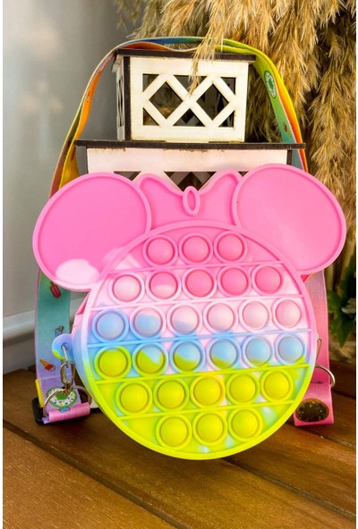 Şubu Tasarım Mickey Kulaklı Pop It Kız Çocuk Çanta Pembe SBT635