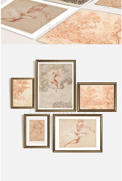 Dekorista Home Çerçeveli Vintage 5'li Tablo Seti, Galeri Duvarı, Sanatsal Baskı, Tablo Dekorista Home Çerçeveli Vintage 5'li Tablo Seti, Galeri Duvarı, Sanatsal Baskı, Tablo