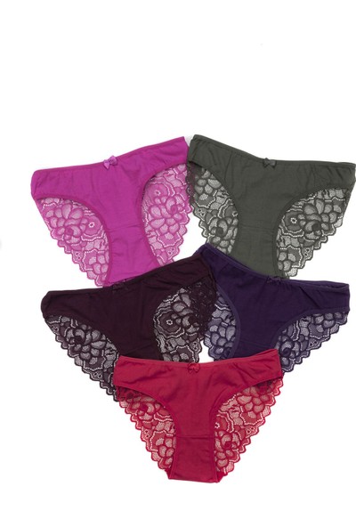 Nicoletta Bordo Kadın Külot 5 Li Paket Arkası Dantel Likralı