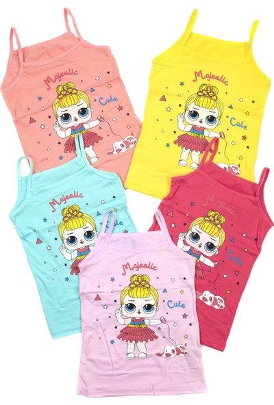Nicoletta Mıxcolor Kız Çocuk Atlet Ip Askılı Baskılı 5 Li Paket Likralı