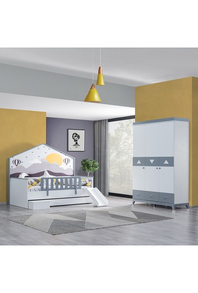 Setay Montessori, Star Montessori Çocuk Odası Takımı, Dolap, Kaydıraklı Yavrulu Yatak