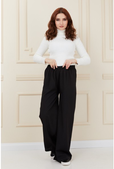 İmaj Butik Bol Paça Beli Lastikli Ayrobin Pantolon/siyah İmaj Butik Bol Paça Beli Lastikli Ayrobin Pantolon/siyah