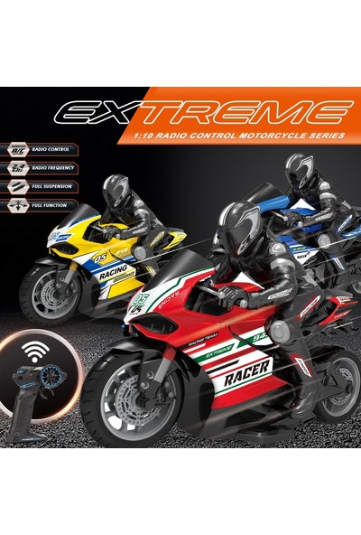 1:10 Ölçekli Uzaktan Kumanda Motosiklet 2.4g Yüksek Hızlı Yarış Motosiklet Elektrikli Kapalı Yol Araç Rc Cars Oyuncaklar (Kırmızı)