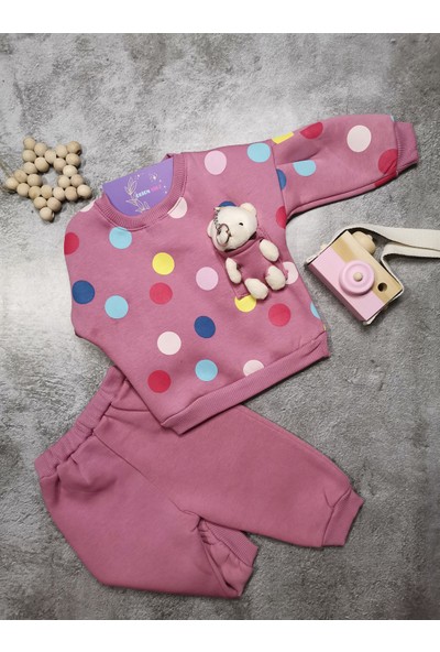 Orion Kids Kız Ayıcıklı Puantiyeli 2'li Takım