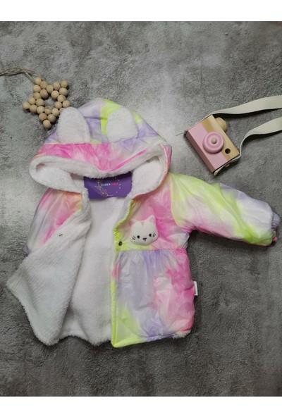 Orion Kids Kedi Detaylı Renkli Montlu 3'lü Takım