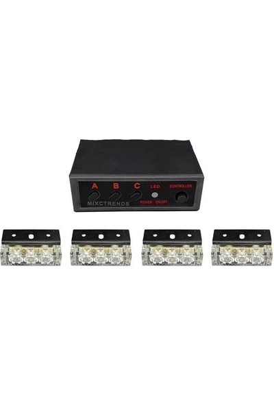 Mixc Trends Araç Motosiklet Çakar Flaş LED Işık Dc 12V 4x3 LED Mixc Trends Araç Motosiklet Çakar Flaş LED Işık Dc 12V 4x3 LED