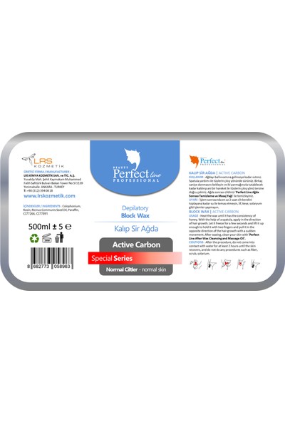 Perfect Line Kalıp Sir Ağda (Depilatory Block Wax) - 500ml - Siyah (Actıve Carbon) Perfect Line Kalıp Sir Ağda (Depilatory Block Wax) - 500ml - Siyah (Actıve Carbon)
