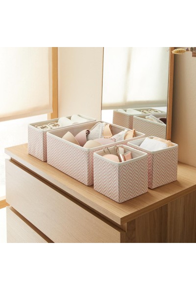 Ocean Home Pembe Desenli Kumaş Çekmece İçi Organizer Set Ocean Home Pembe Desenli Kumaş Çekmece İçi Organizer Set