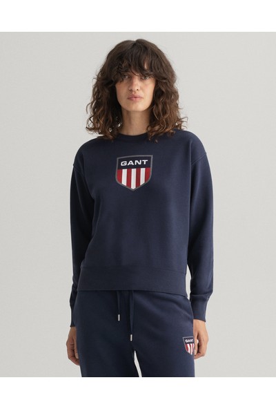 Gant Kadın Lacivert Relaxed Fit Logolu Sweatshirt 4203635.433