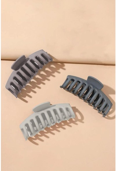 Bahels Kadın Gri 3’lü Trend Xl Mandal Toka Seti