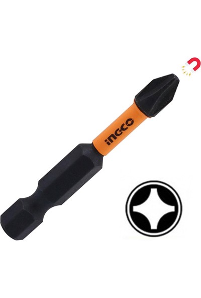 İngco Bits Uç Ph2 50 mm Yıldız Vidalama Ucu S2 Çeliği Mıknatıslı İngco Bits Uç Ph2 50 mm Yıldız Vidalama Ucu S2 Çeliği Mıknatıslı