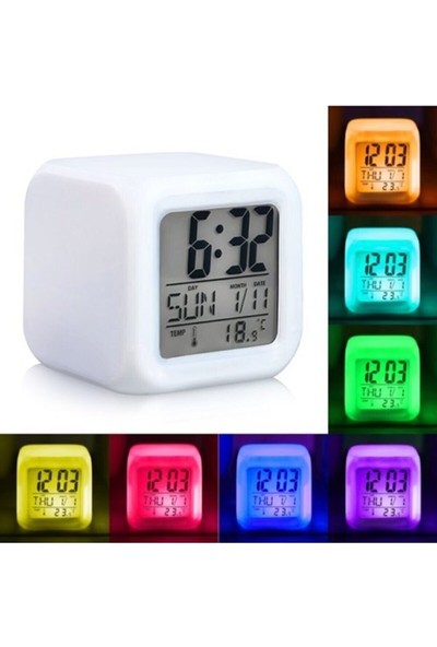 Ascellus Renkli Alarmlı Dijital Küp Çalar Saat Ascellus Renkli Alarmlı Dijital Küp Çalar Saat