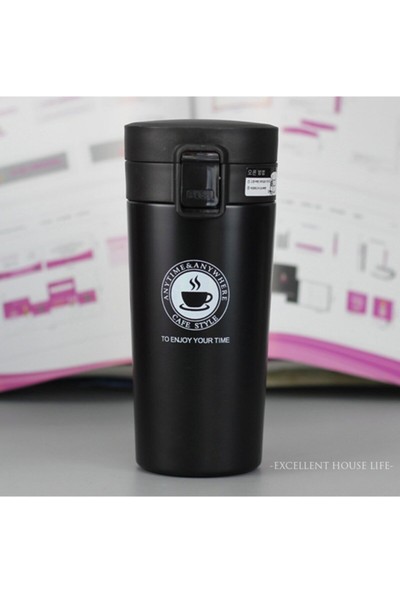 Excellent House Life Filtreli Çift Katmanlı Paslanmaz Çelik 380 ml Termos Bardak Mug Araç Kahve Çay El Termosu %100 Sızdırmaz