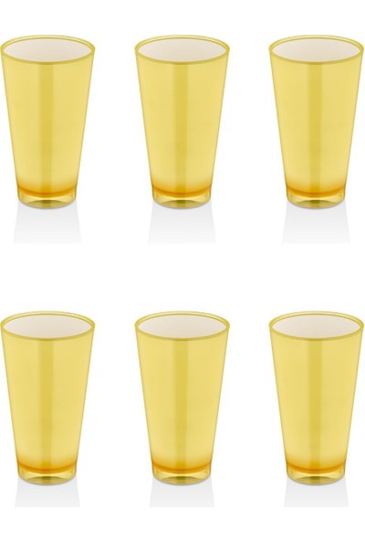 Ews Akrilik Sarı Meşrubat Bardak 3 Bardak + 3 Bardak