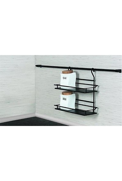 Starax S-4126-A Ahşap İki Büyük Raflı Baharatlık Antrasit