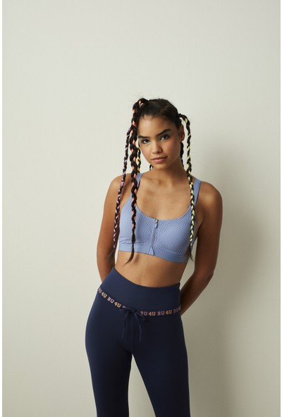 Penti Mavi Zip Front Spor Sütyeni